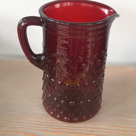 Anchor Hocking | Dining | Vintage Anchor Hocking Hobnail Ruby Pitcher ...